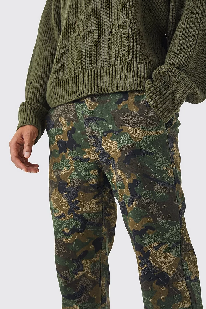 Straight Camo Bandana Cargo Pants | boohooMAN USA Straight Camo Bandana Cargo Pants | boohooMAN USA